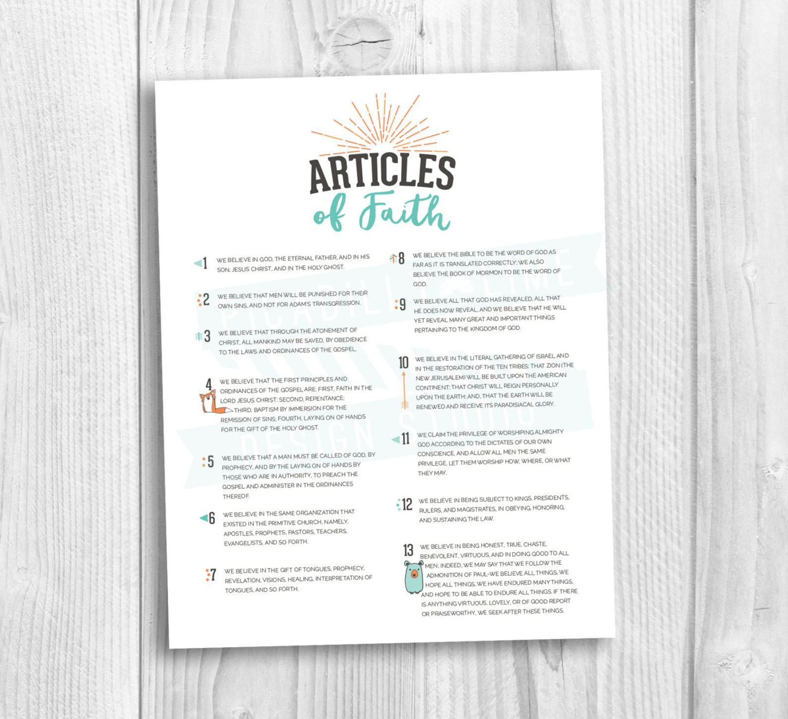 LDS Articles of Faith Poster - Etsy