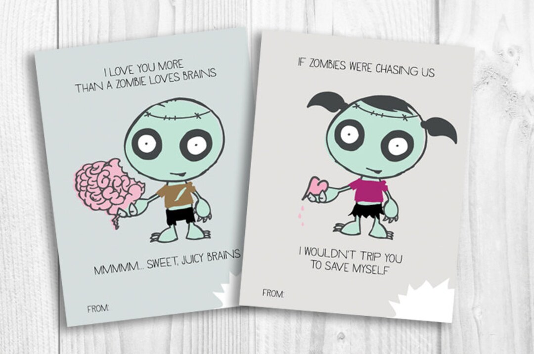 Zombie Valentines Printable Funny Valentine - Etsy