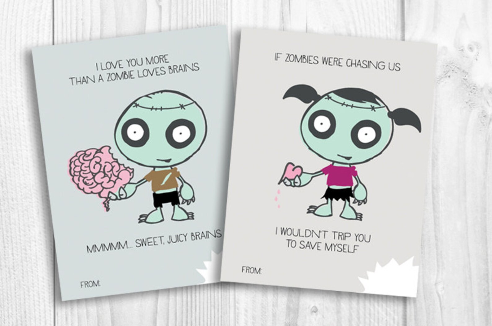 Zombie Valentines Printable Funny Valentine - Etsy