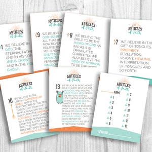 LDS Articles of Faith Flashcards - Etsy