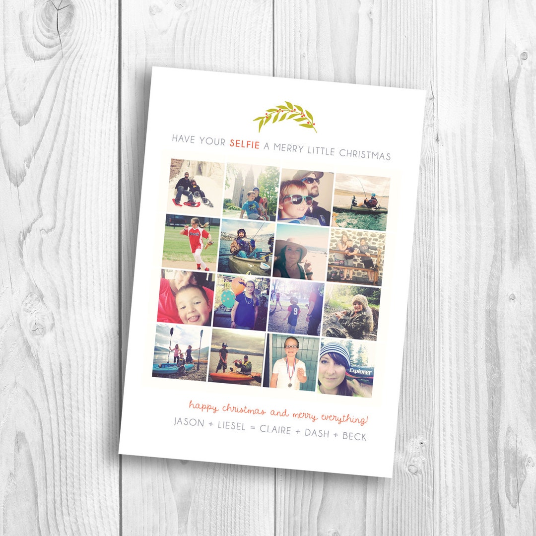 Selfie Holiday Christmas Card Instagram Lots of Photos - Etsy
