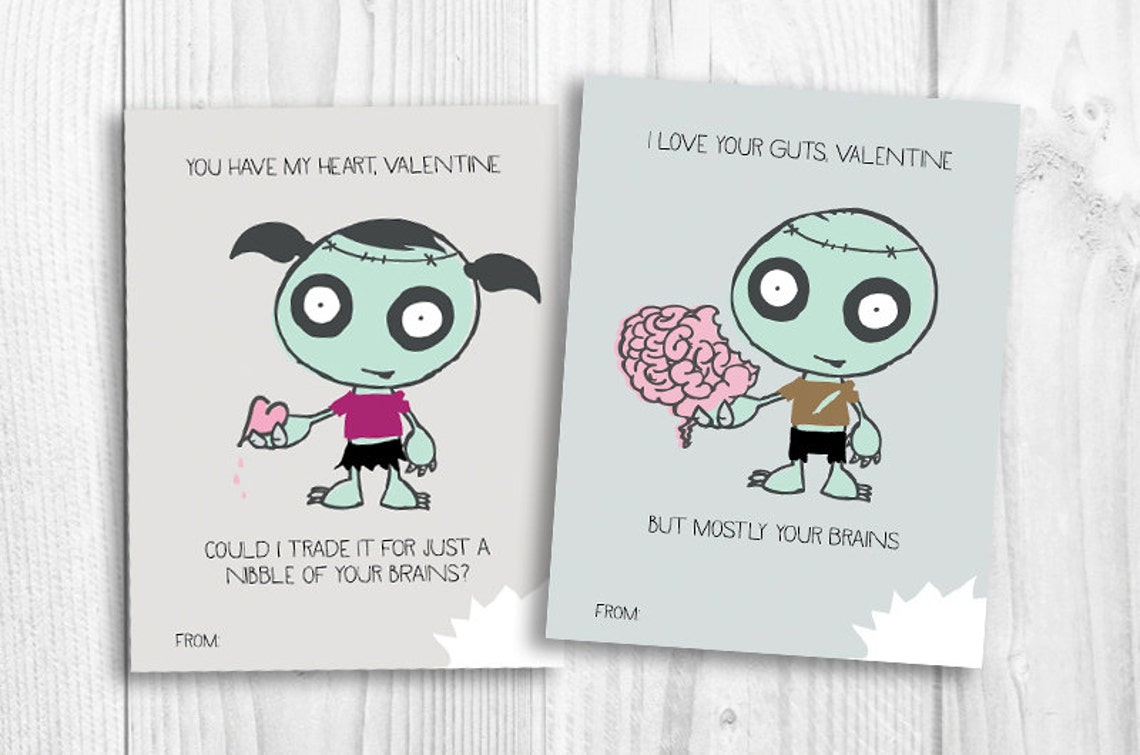 Zombie Valentines Printable Funny Valentine - Etsy