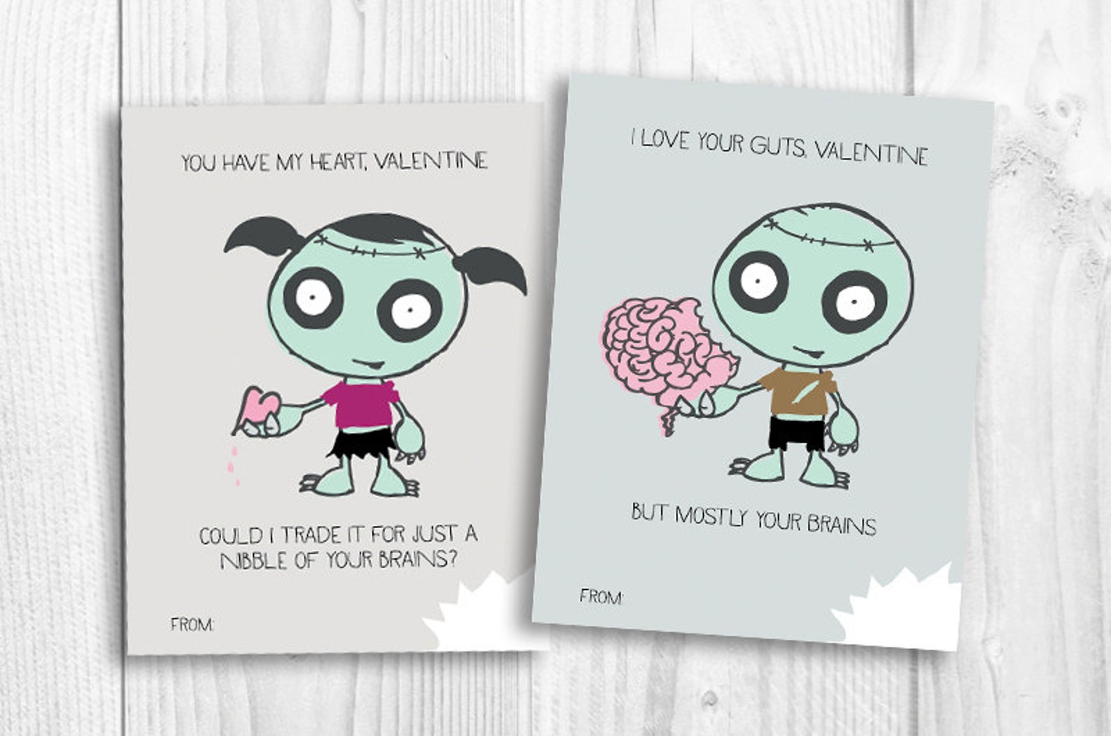 Zombie Valentines Printable Funny Valentine - Etsy