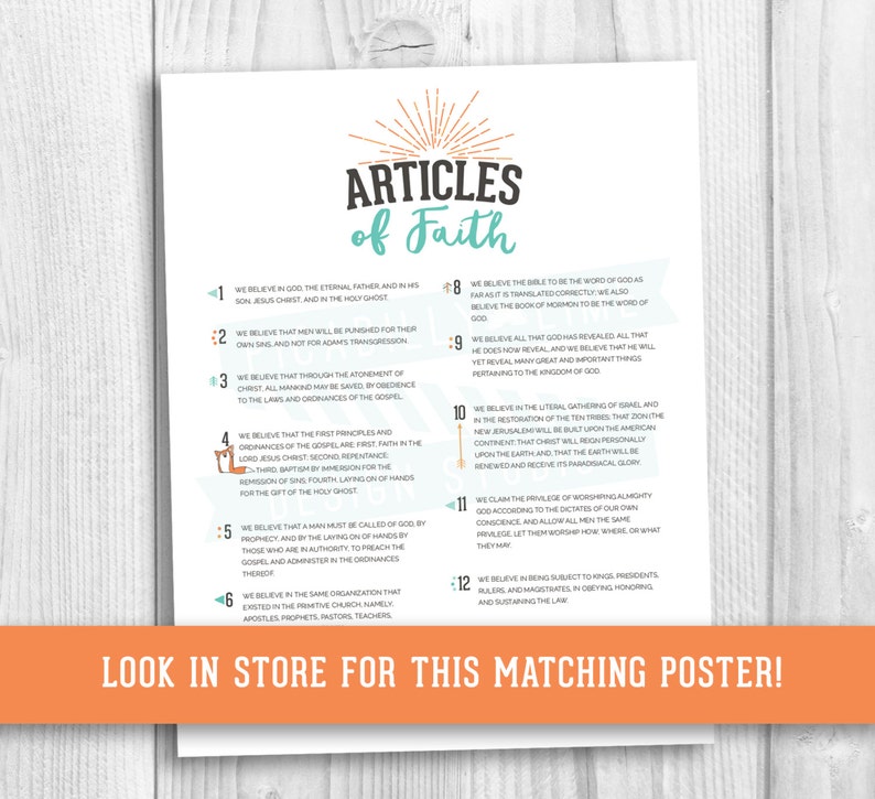 LDS Articles of Faith Flashcards - Etsy