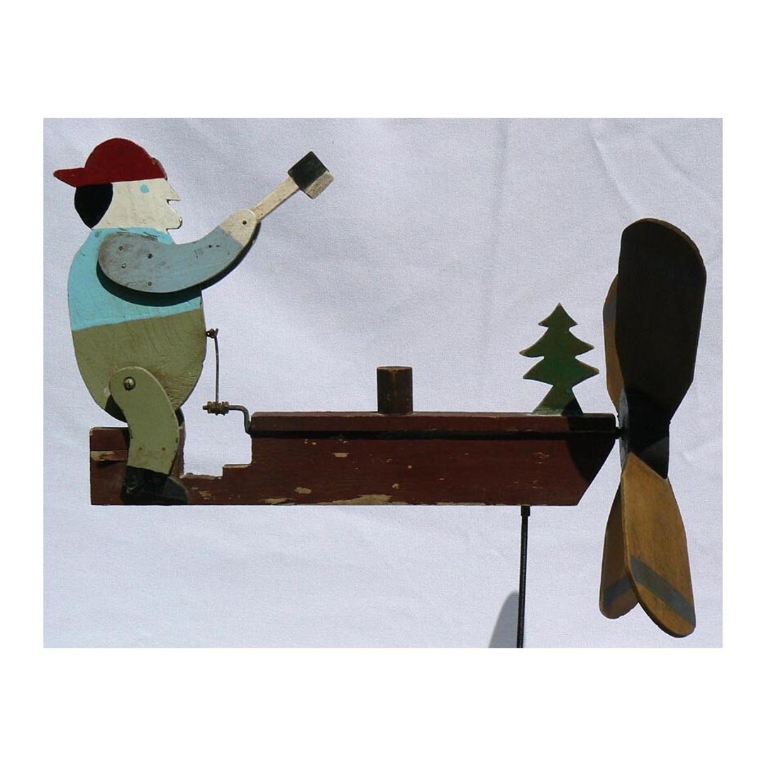 A Woodchopper Whirligig Found in a Barn in New Hampshire. the Man, Tree ...