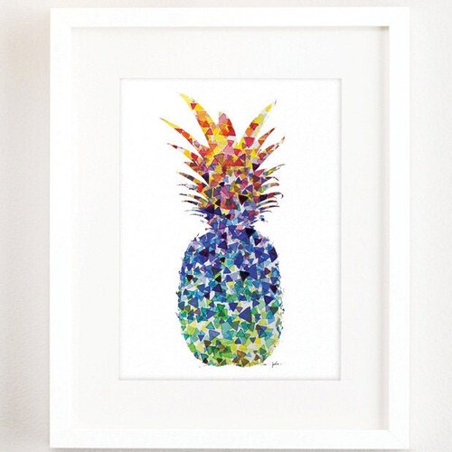 Pineapple Watercolor Painting Colorful Pineapple Wall Art - Etsy