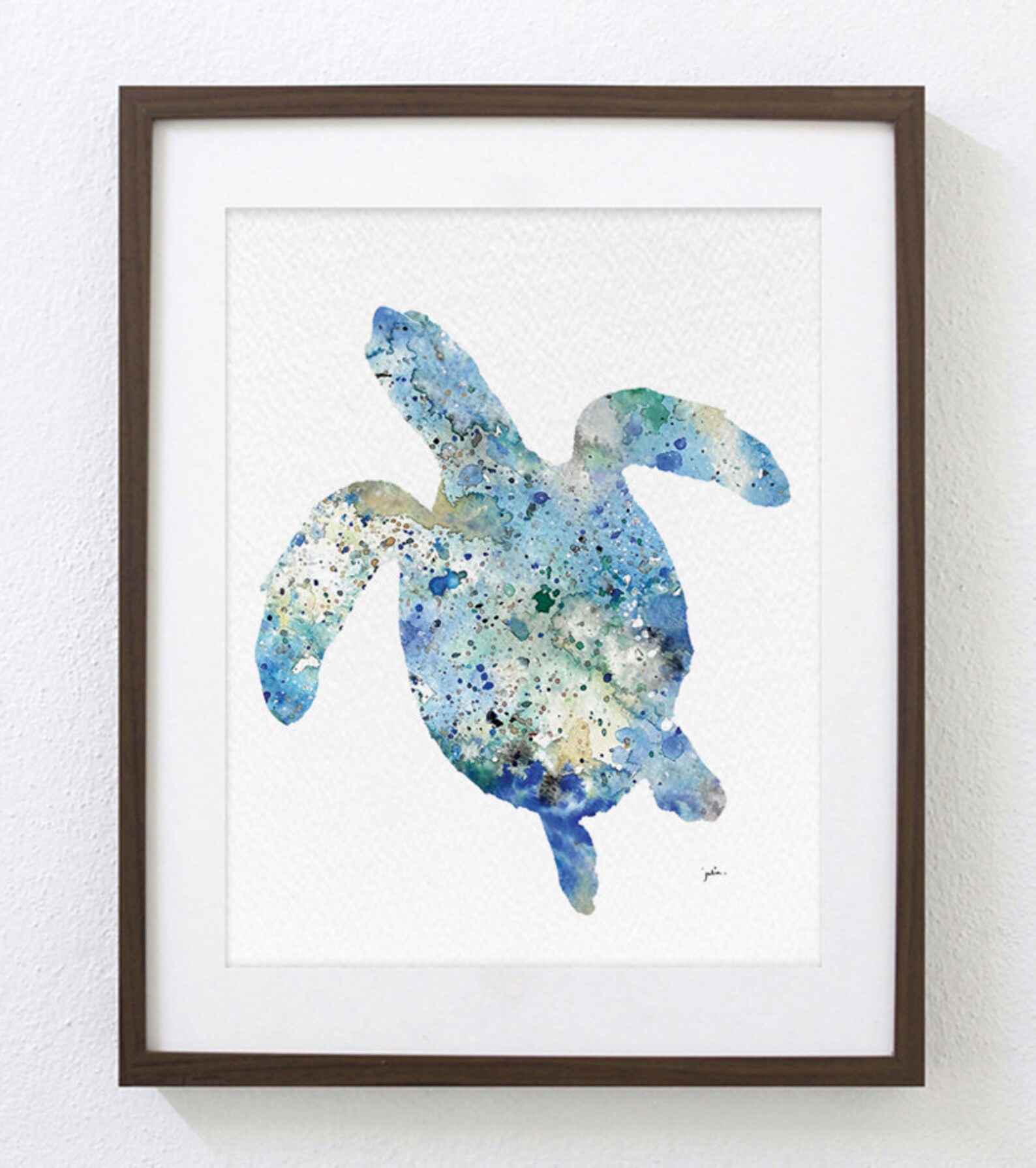 Sea Turtle Art Blue Watercolor Painting 8x10 Archival Print | Etsy