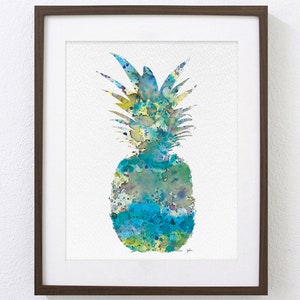 Pineapple Watercolor Paintings, Colourful Art Print Set of 6 Minimalist ...