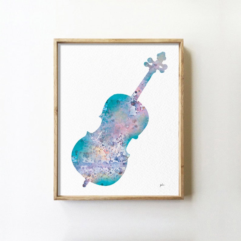 Blue Cello Art Watercolor Painting 5x7 Archival Print - Etsy