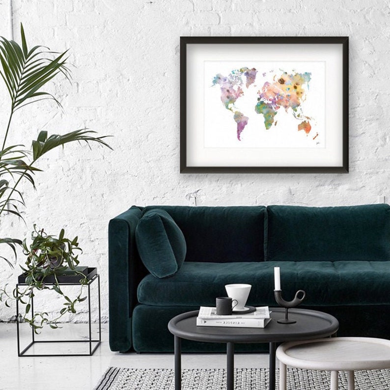 Colorful World Map Art Watercolor Painting Extra Large Art - Etsy