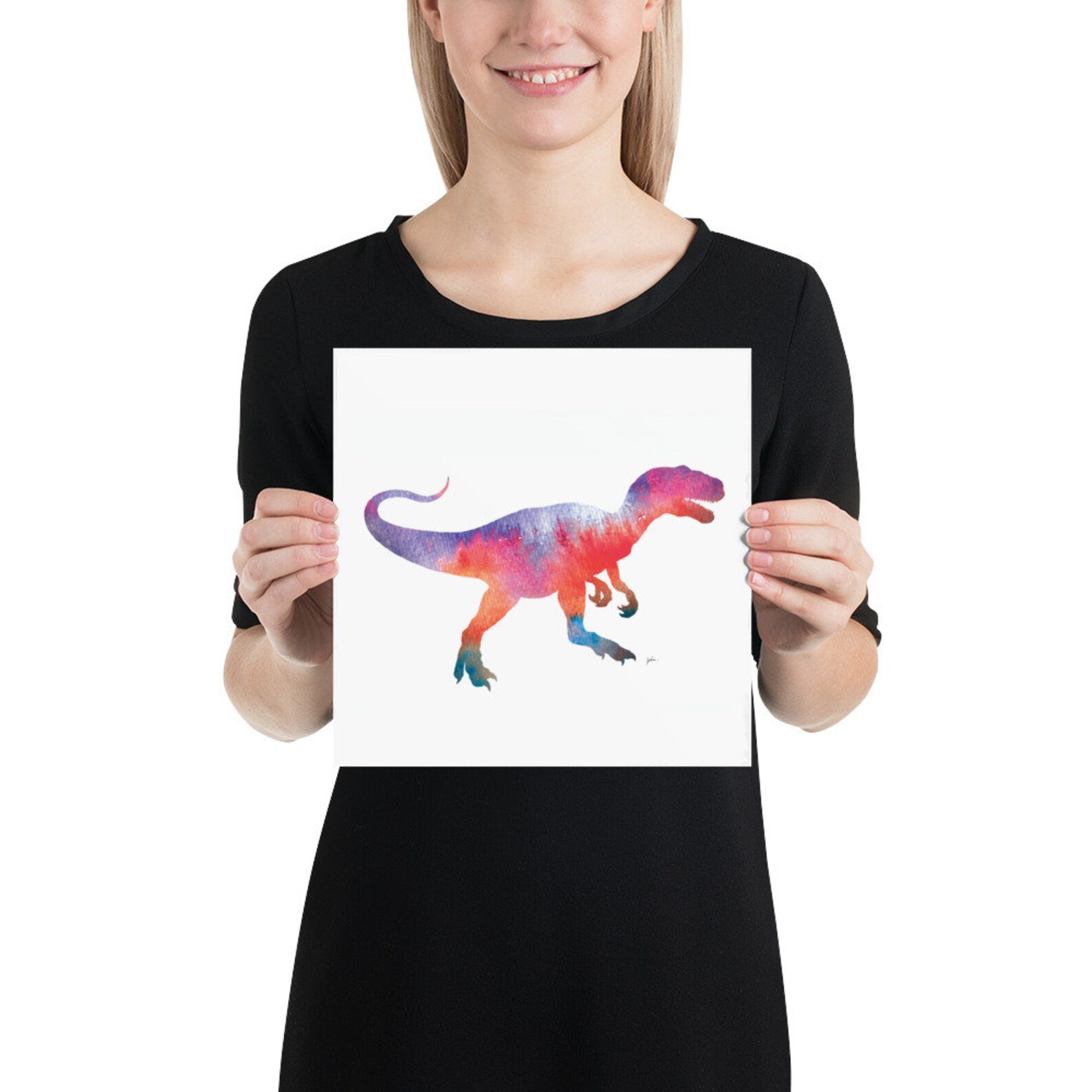 Pink T-rex Dinosaur Art Print Watercolor Art Print - Etsy