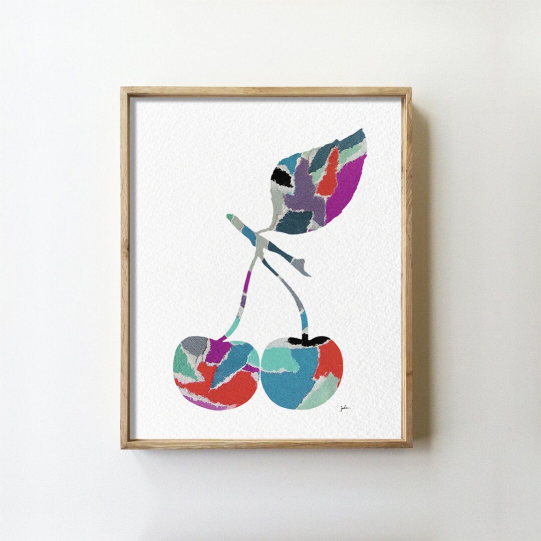 Cherry Collage Art 8x10/11x14 Paper Collage Art Print Red - Etsy