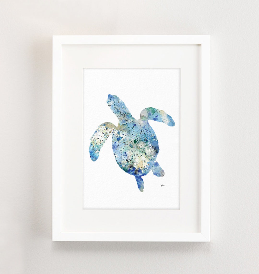 Sea Turtle Art Blue Watercolor Painting 8x10 Archival Print - Etsy