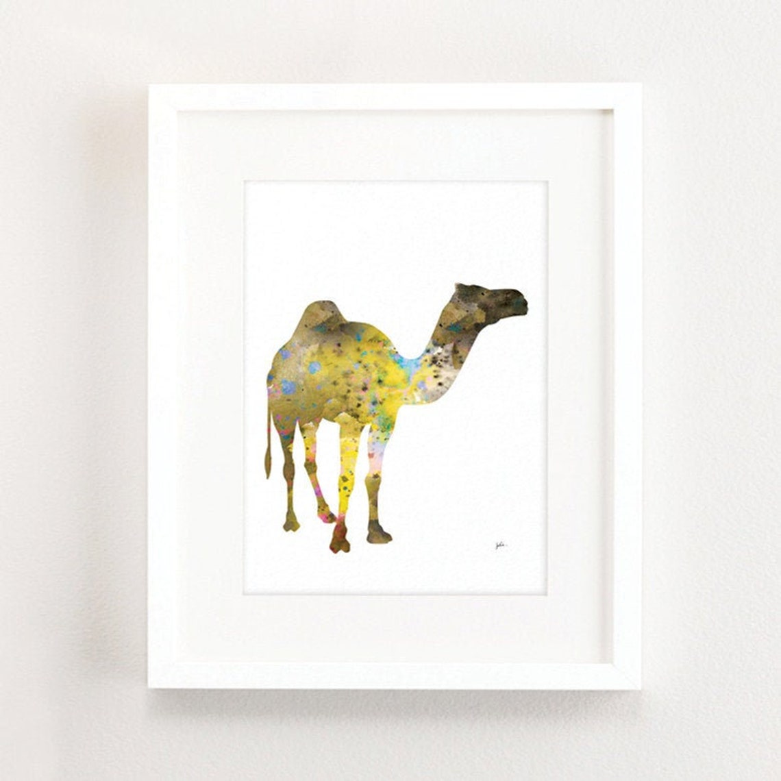 Yellow Camel Art Watercolor Painting 5x7 Archival Print | Etsy
