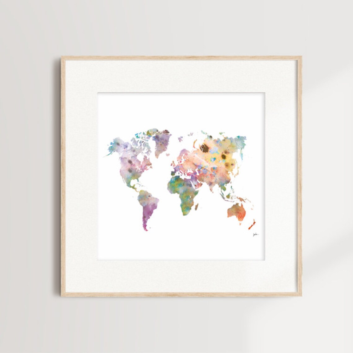 Colorful World Map Art Watercolor Painting Extra Large Art - Etsy