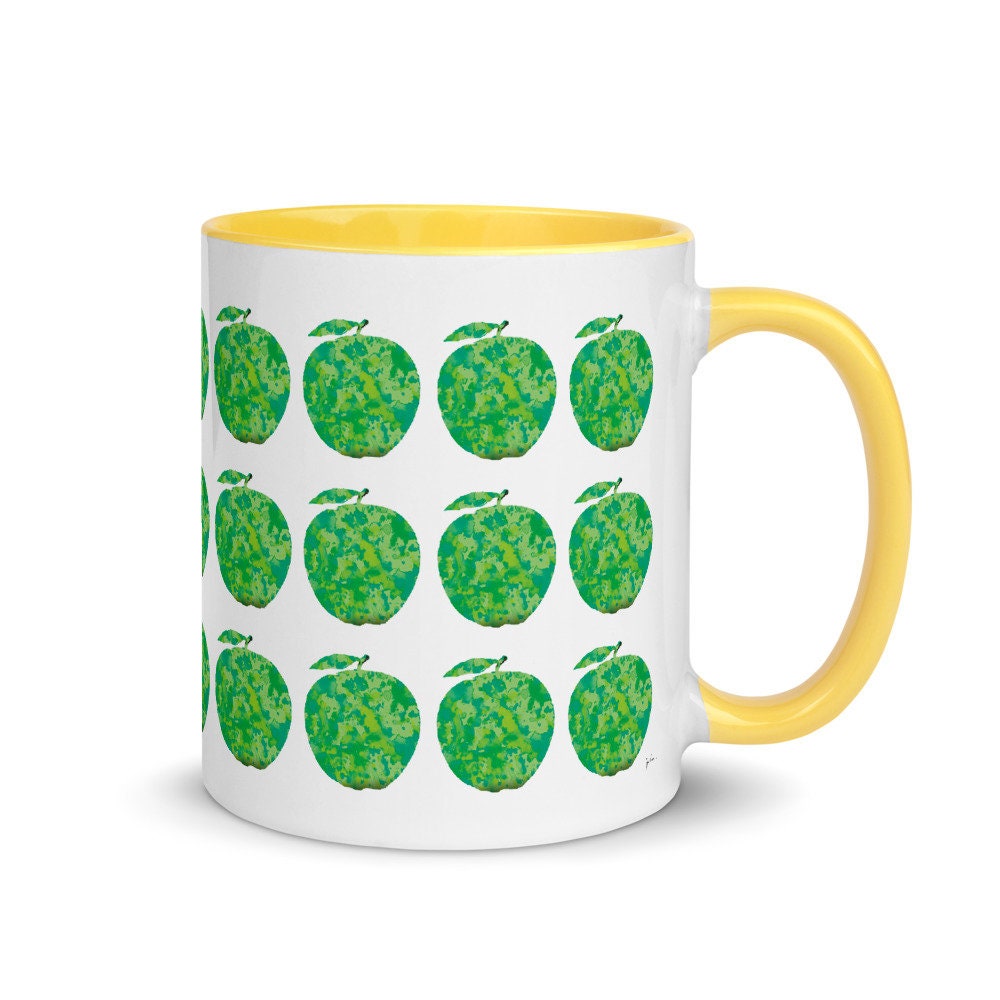 Ceramic Mugs Green Apple Mug Colorful Cup 11 oz Coffee Mug | Etsy