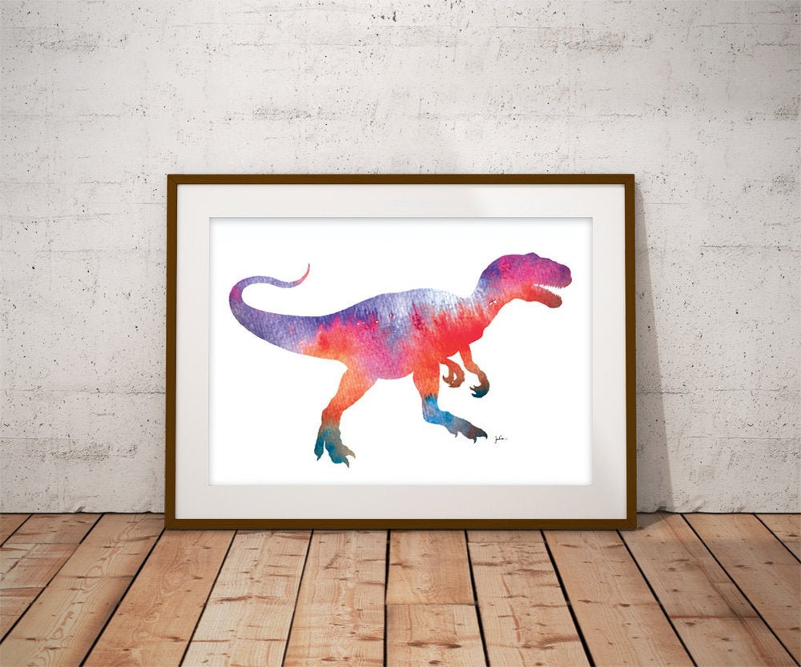 Pink T-rex Dinosaur Art Print Watercolor Art Print - Etsy