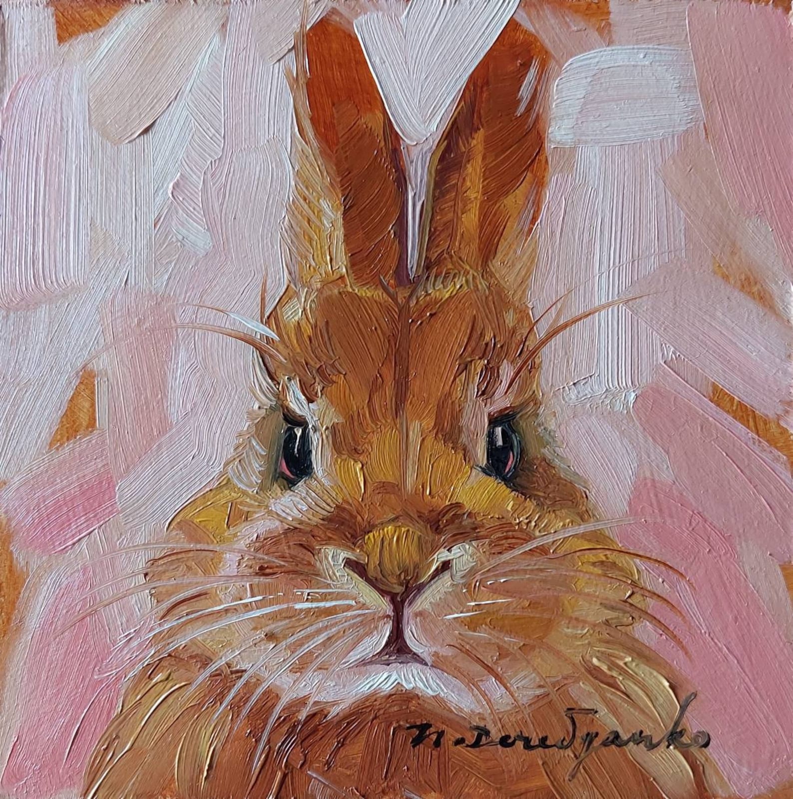 Cute Rabbit Painting Original Oil Framed 4x4 Small Framed Art - Etsy