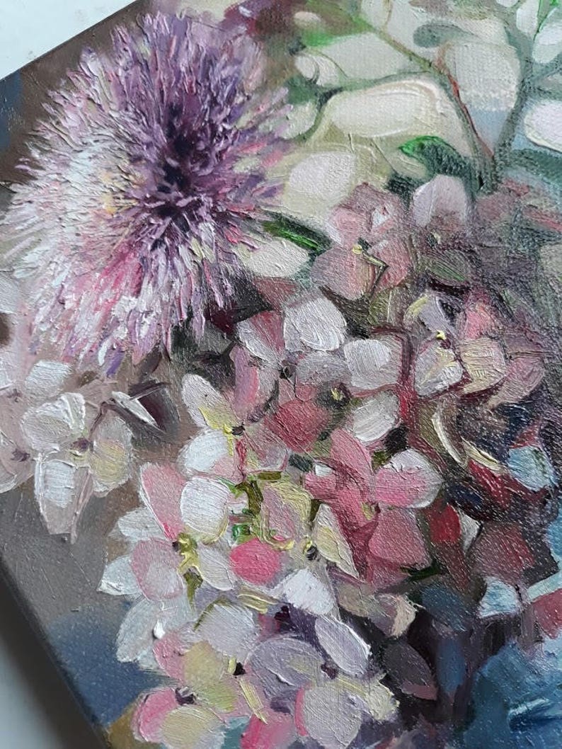 Purple Flower Oil Painting Original Art Floral Painting - Etsy