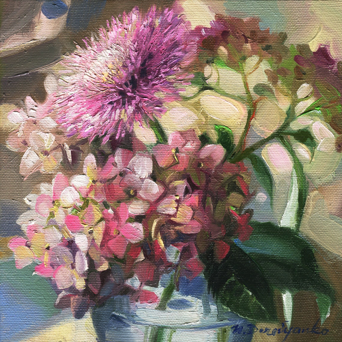 Purple Flower Oil Painting Original Art Floral Painting - Etsy