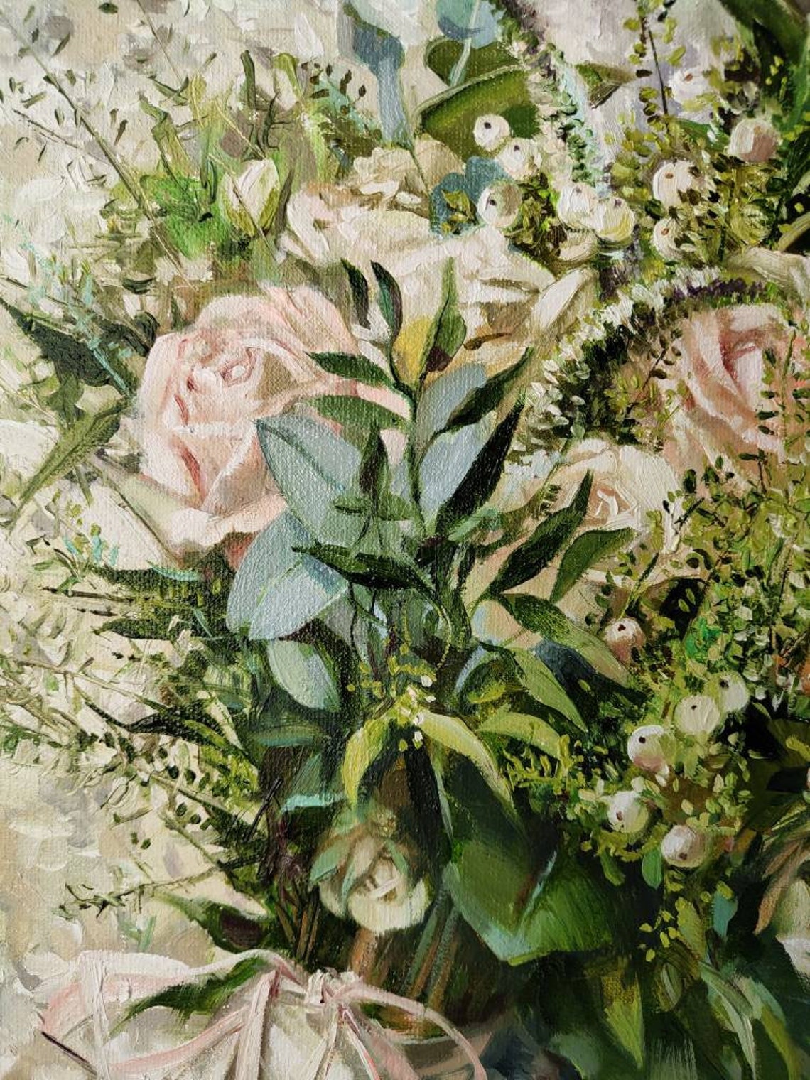 Flowers bouquet wedding painting original on canvas Custom | Etsy