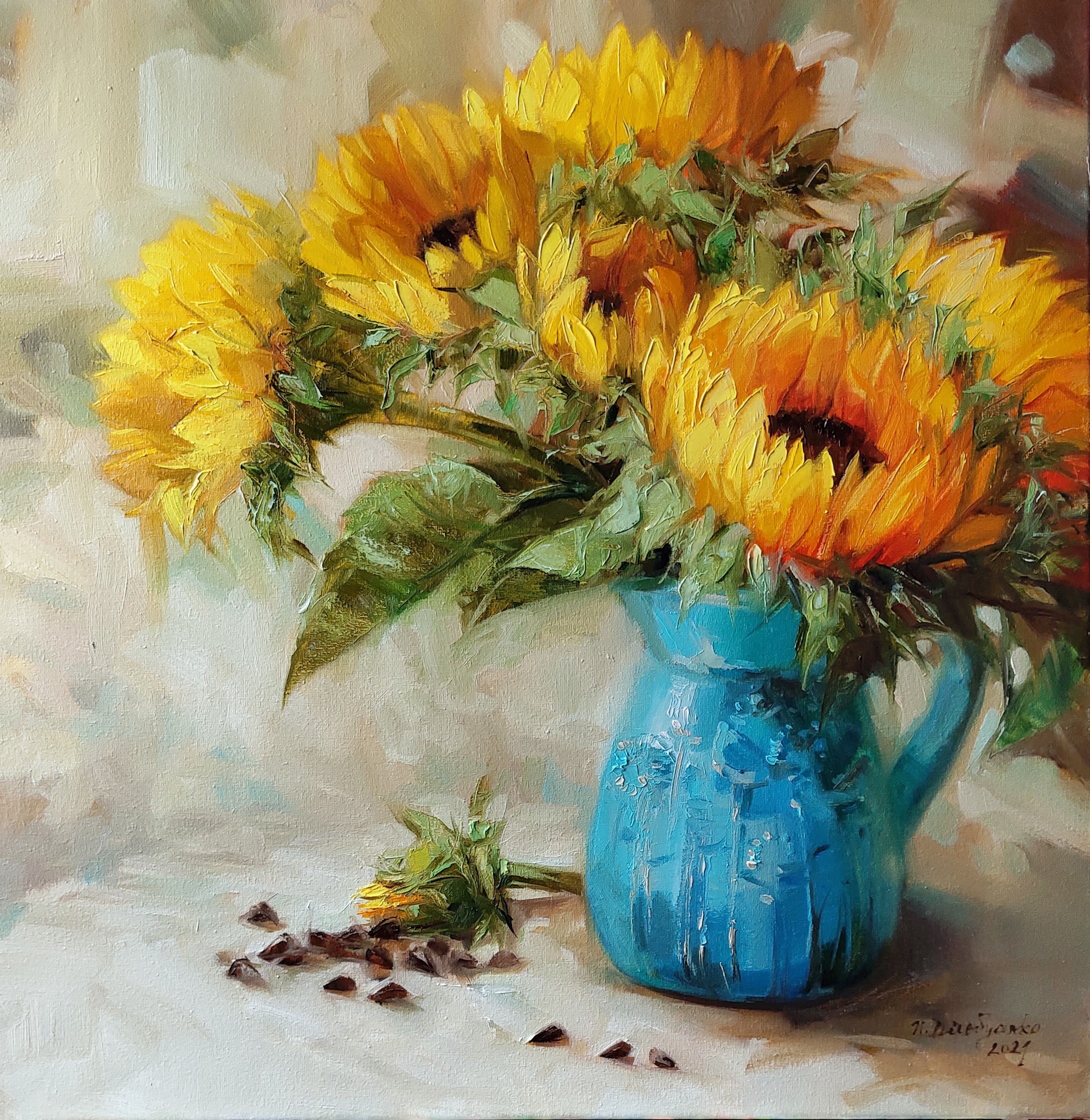 Large floral paintings on canvas original Sunflowers in | Etsy