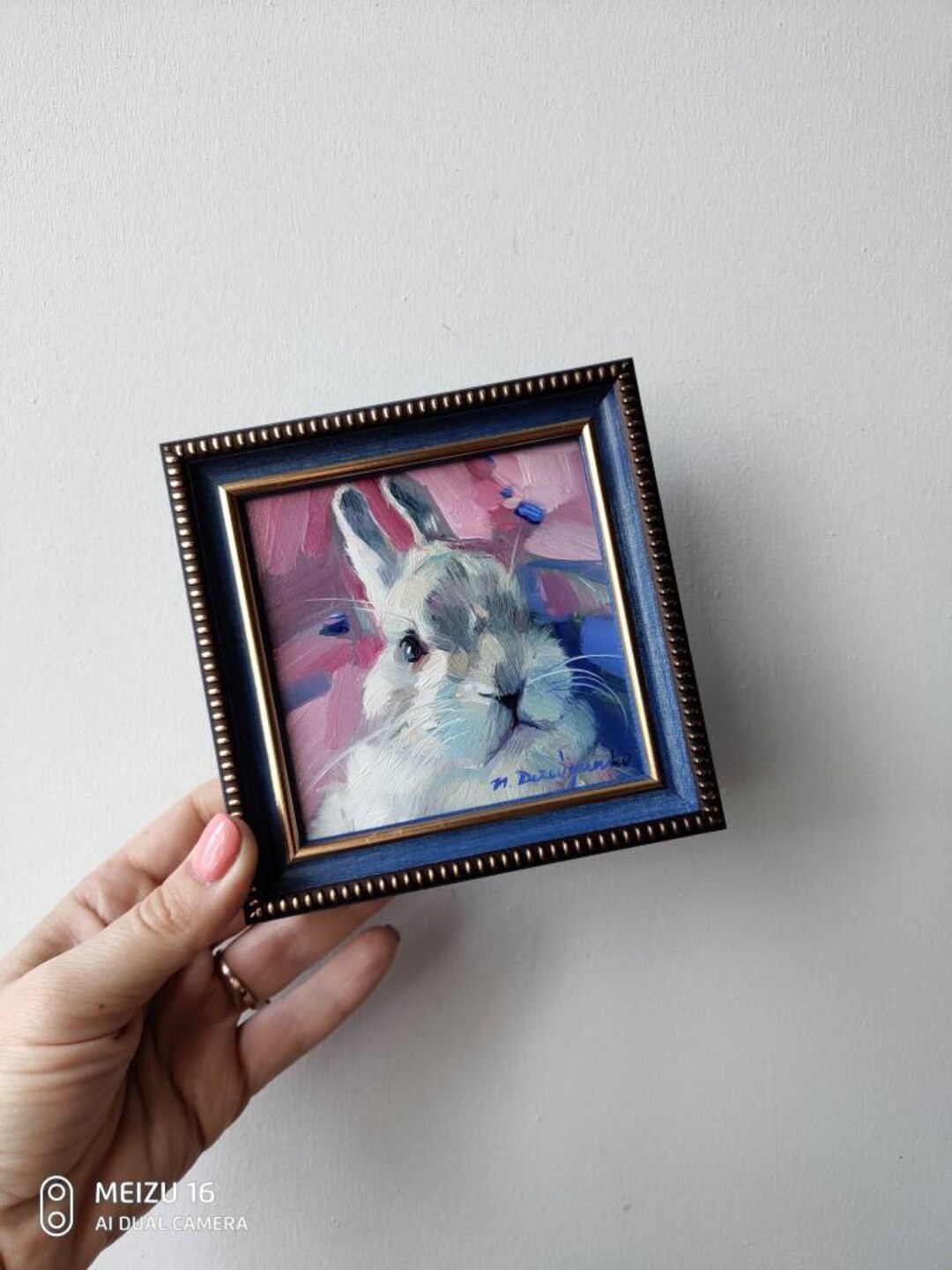 Bunny Rabbit Miniature Painting Original 4x4, Picture Pet Painting ...