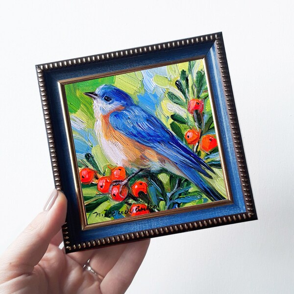 Blue Bird Painting - Etsy