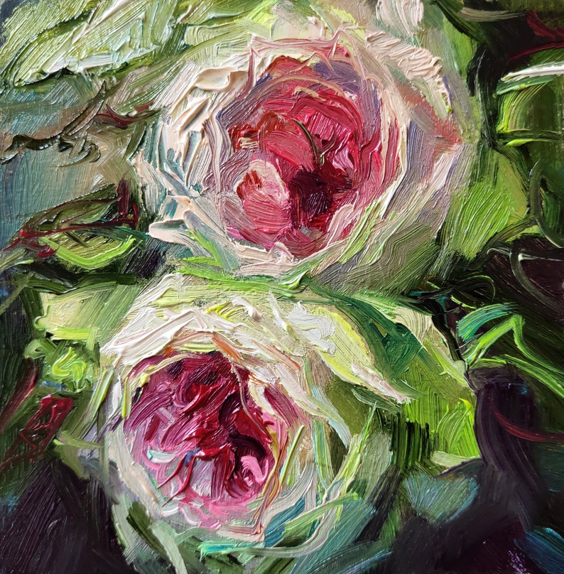 Rose Painting Original Art, Rose Painting Oil Framed, Gift for Sister ...