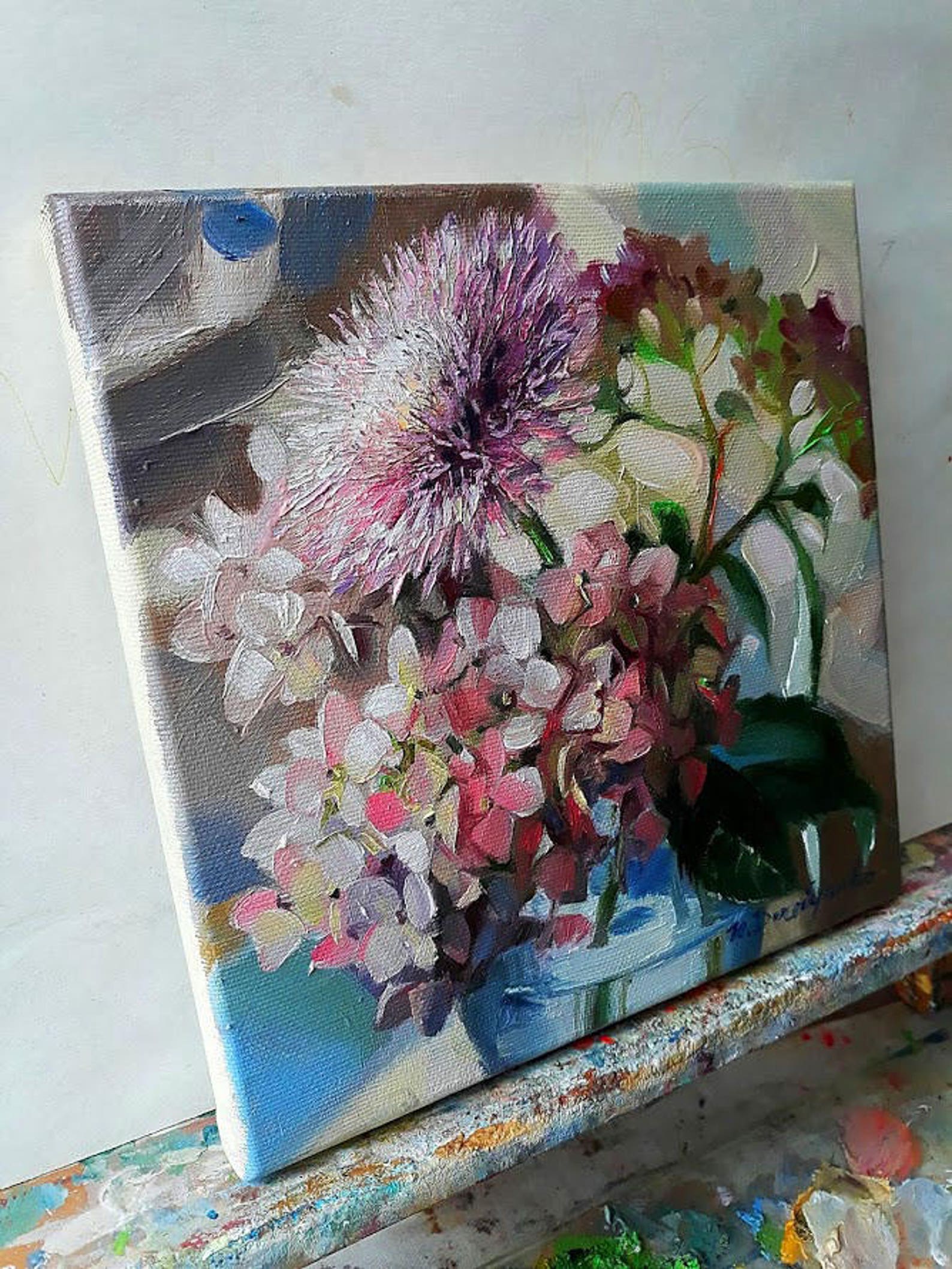 Purple Flower Oil Painting Original Art Floral Painting - Etsy