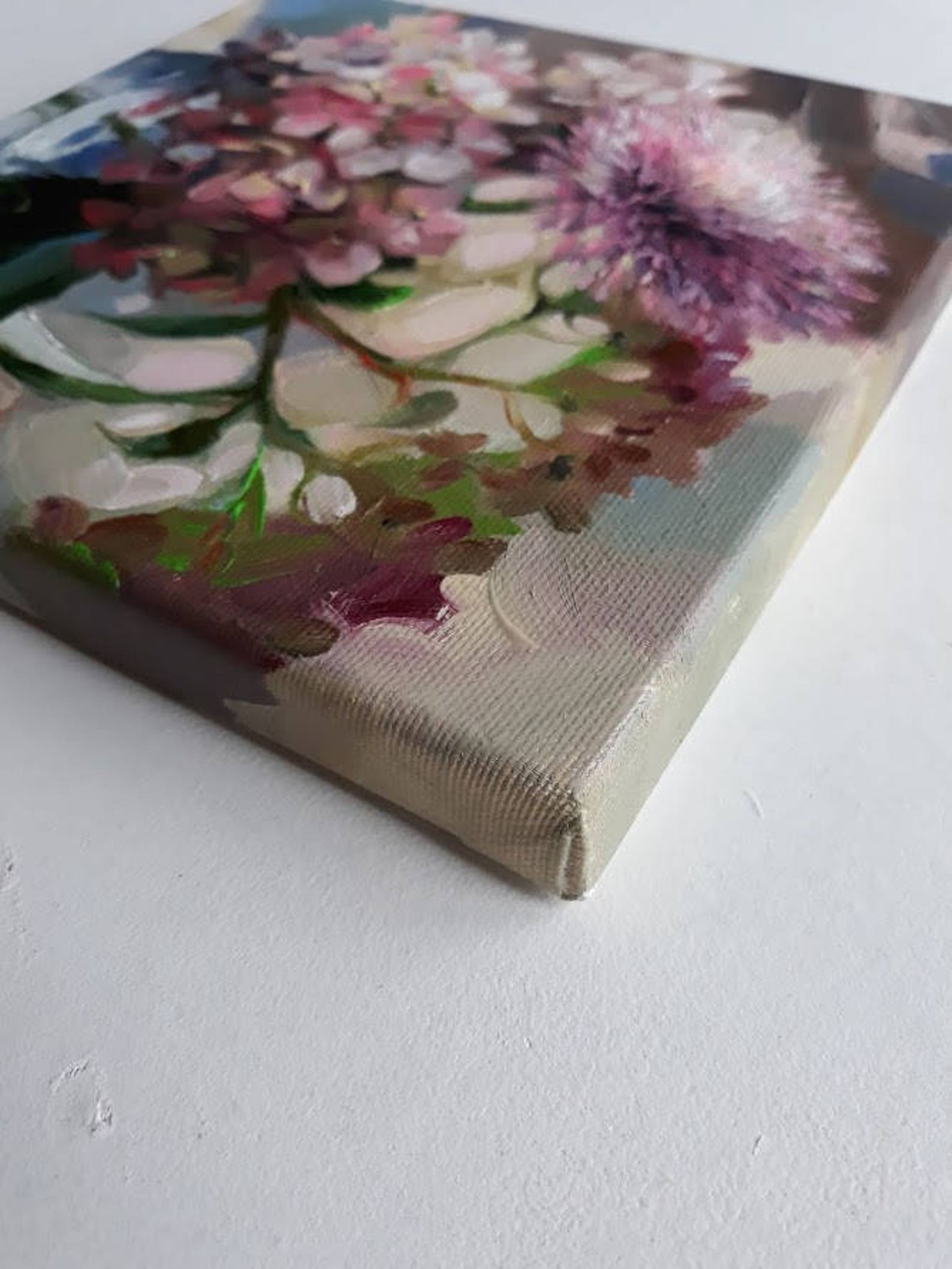 Purple Flower Oil Painting Original Art Floral Painting - Etsy