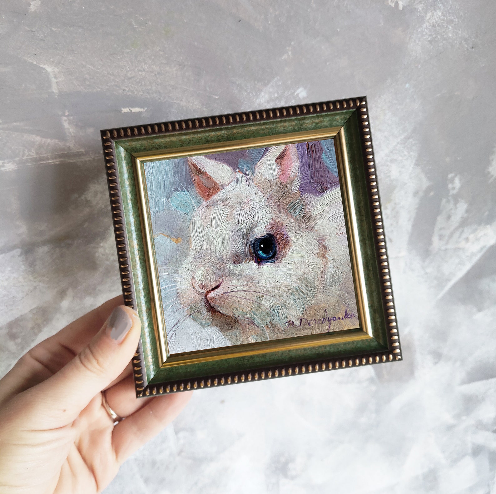 Funny Rabbit Oil Painting Original Art 4x4 Pet Portrait - Etsy