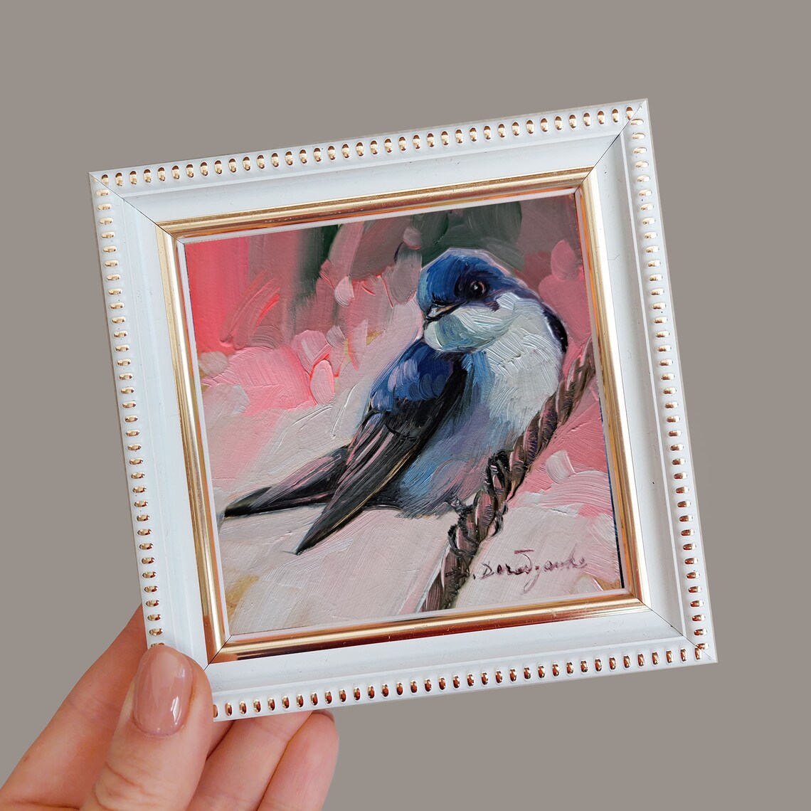 ORIGINAL Painting Swallow, Bird Portrait Oil Painting, Original Artwork ...