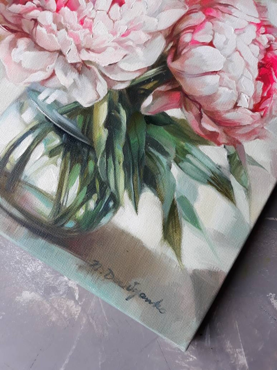 Peony Oil Painting Original Art on Canvas Flowers Oil - Etsy