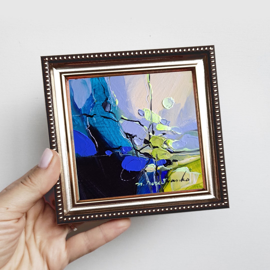 Abstract Painting Small Framed Art, Original Oil Painting Abstract ...