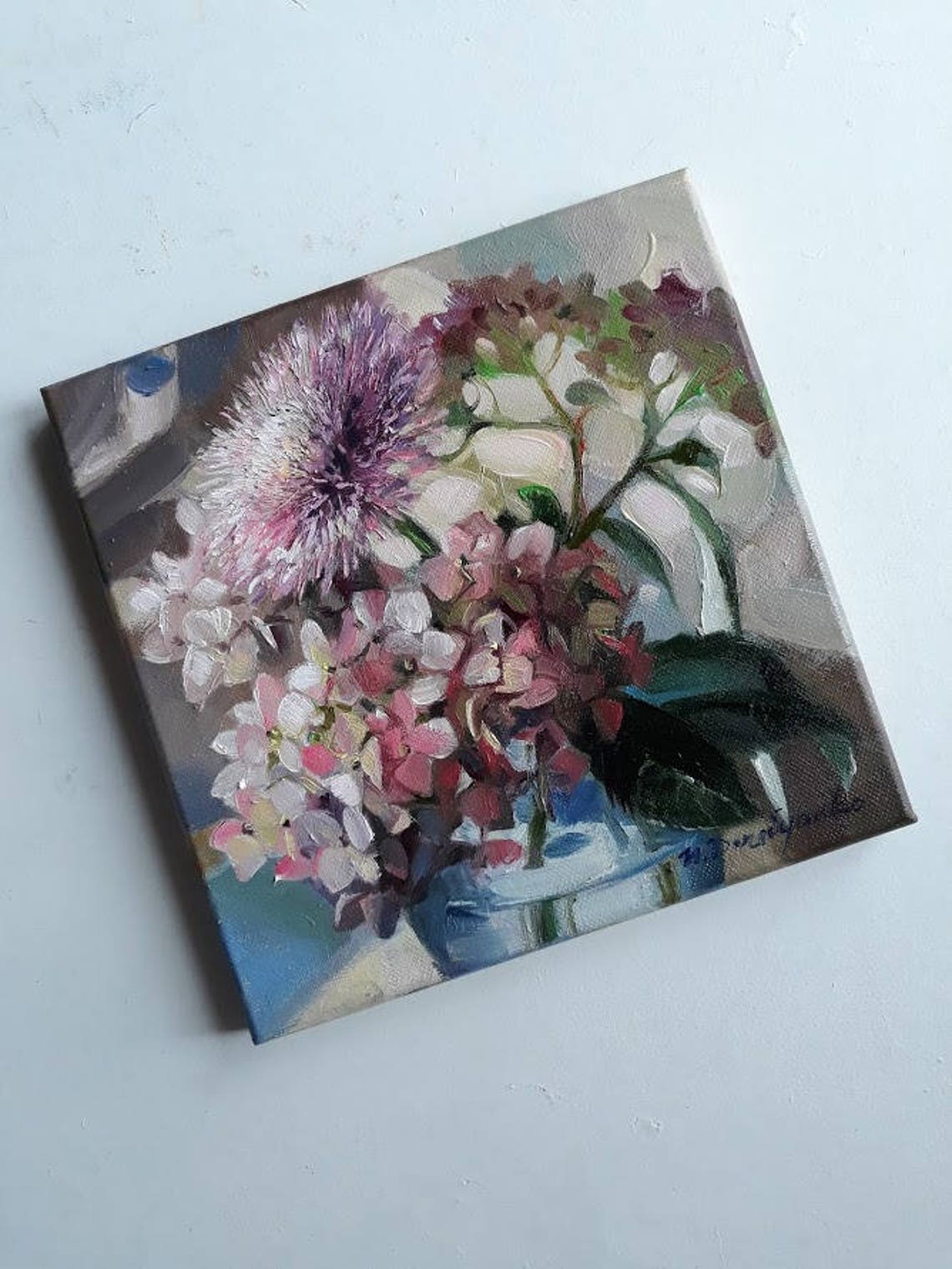 Purple Flower Oil Painting Original Art Floral Painting - Etsy