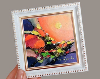 Abstract Painting Small Framed Art, Original Oil Painting Abstract ...
