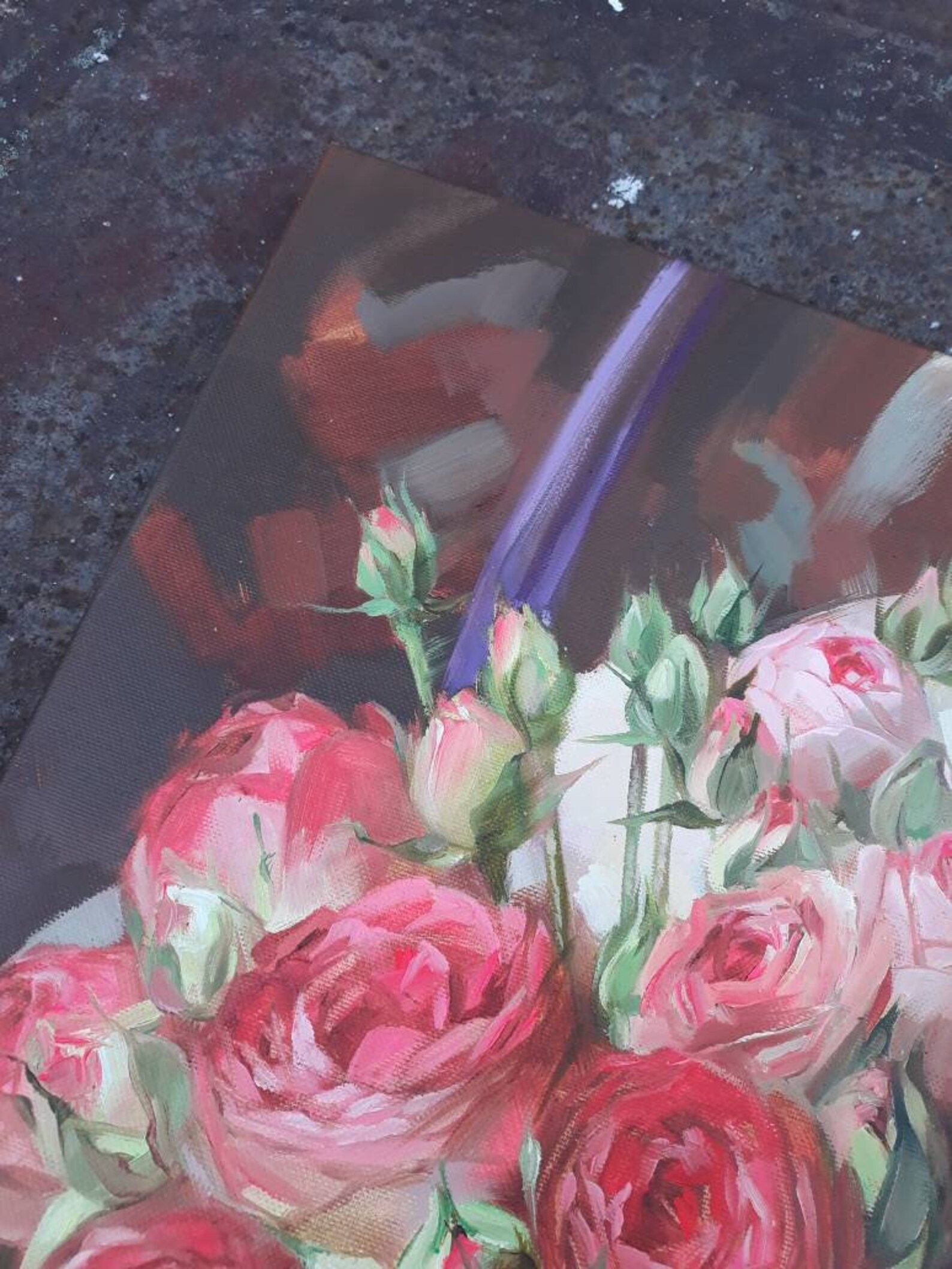 Large Rose Flowers Painting Original on Canvas, Red Roses Bouquet Wall ...