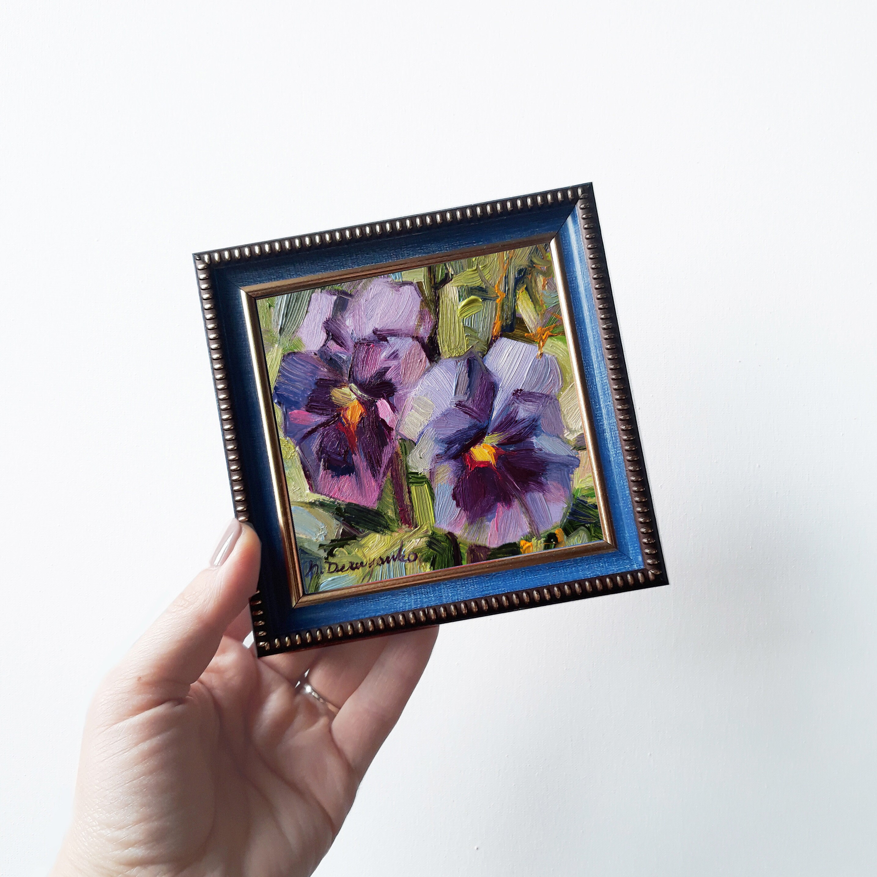 Purple Flowers Oil Painting Original Pansy Wall Art Decor for | Etsy
