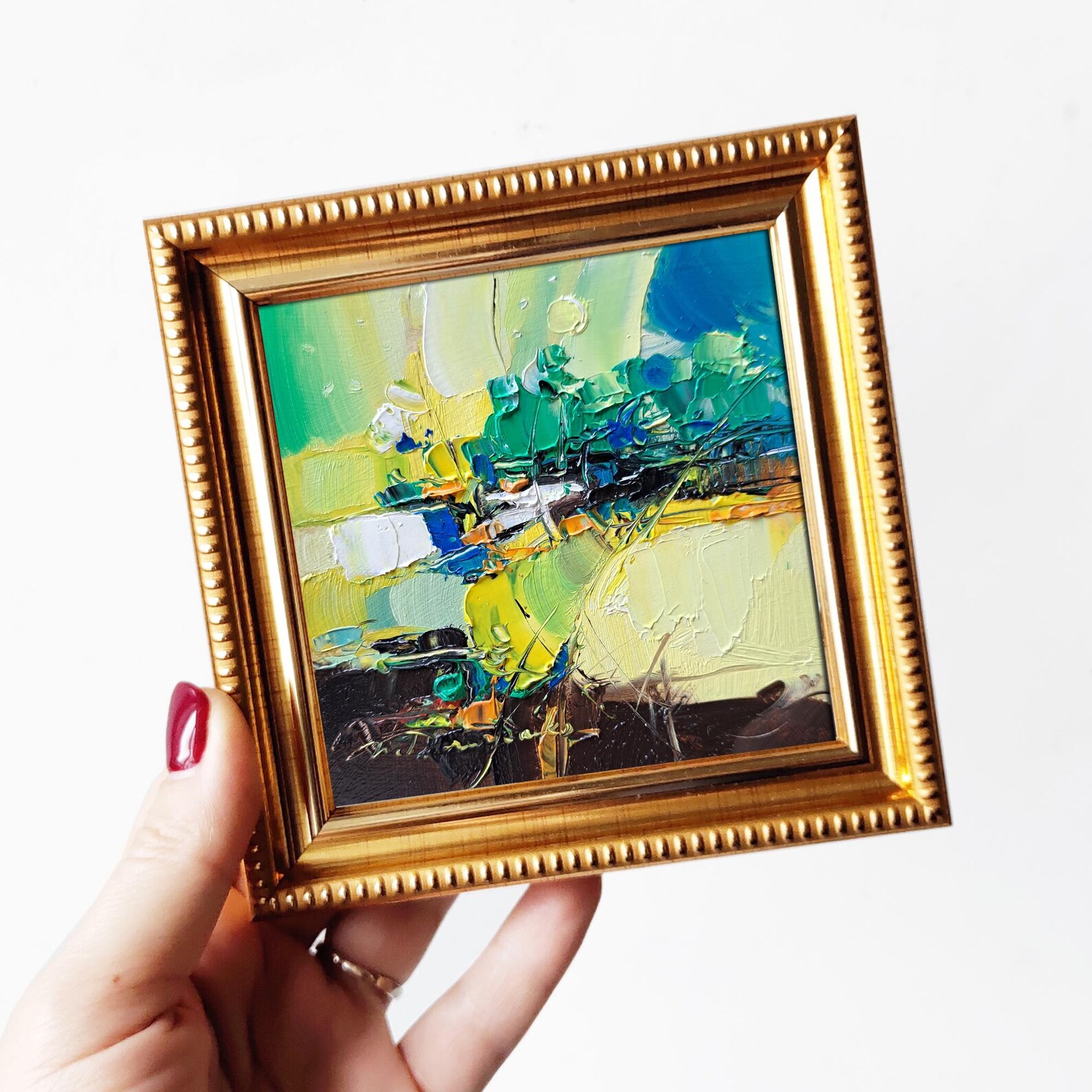 Abstract Painting Small Framed Art, Original Oil Painting Abstract ...