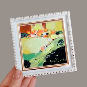 Abstract Painting Small Framed Art, Original Oil Painting Abstract ...