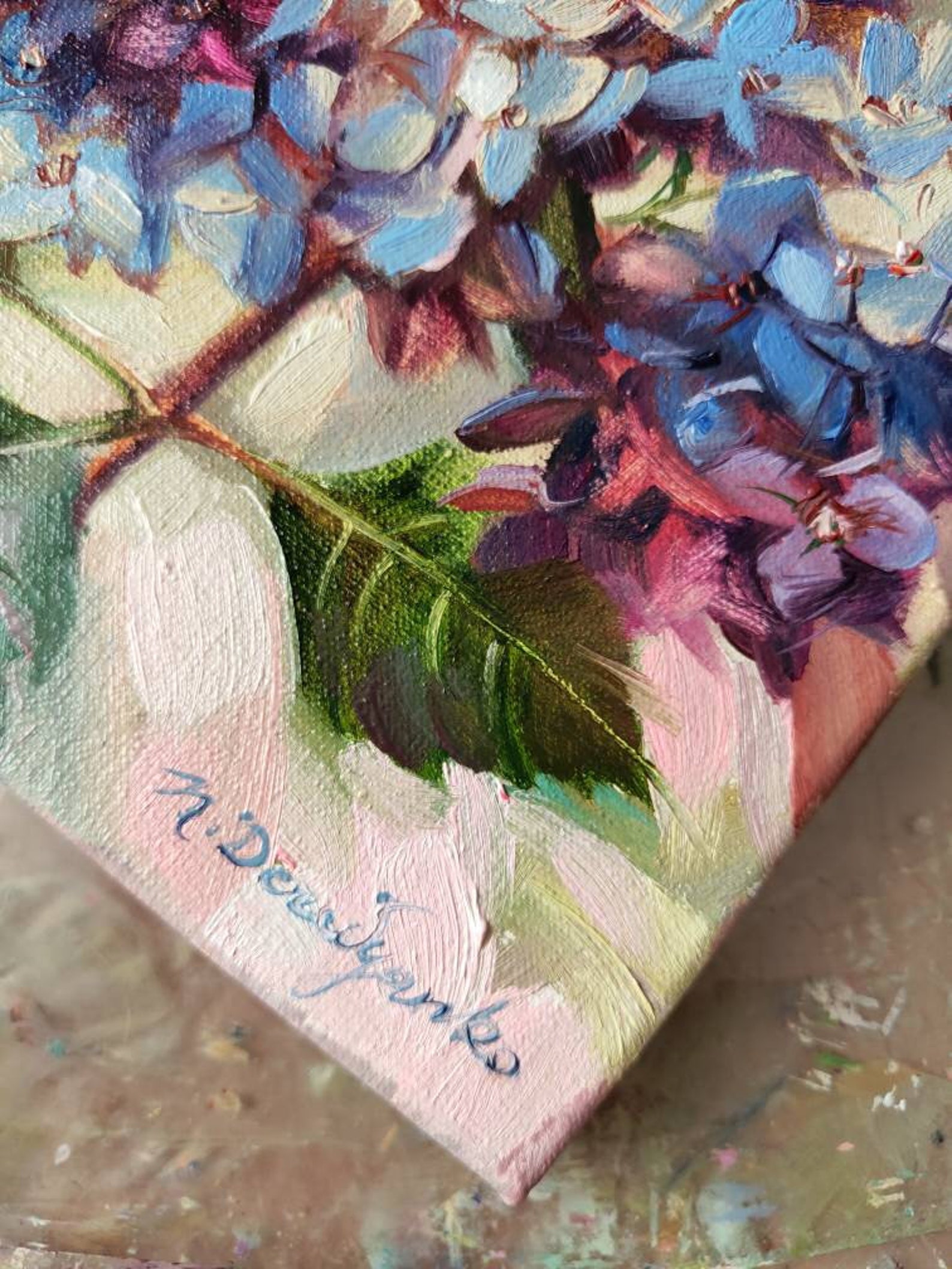 Hydrangea Oil Painting, Floral Still Life, Small Canvas Art - Etsy