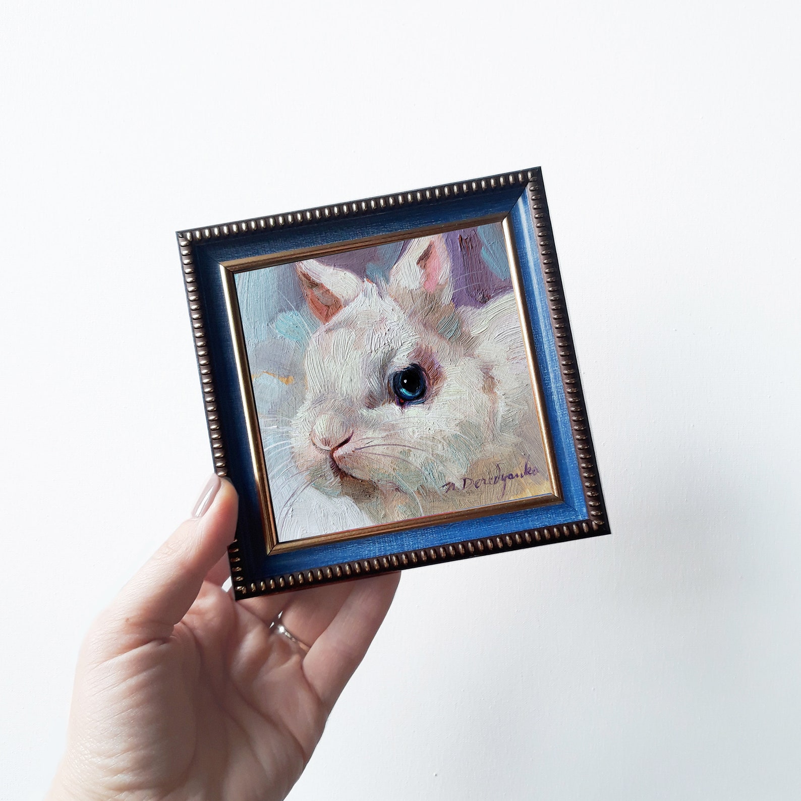 Funny Rabbit Oil Painting Original Art 4x4 Pet Portrait - Etsy
