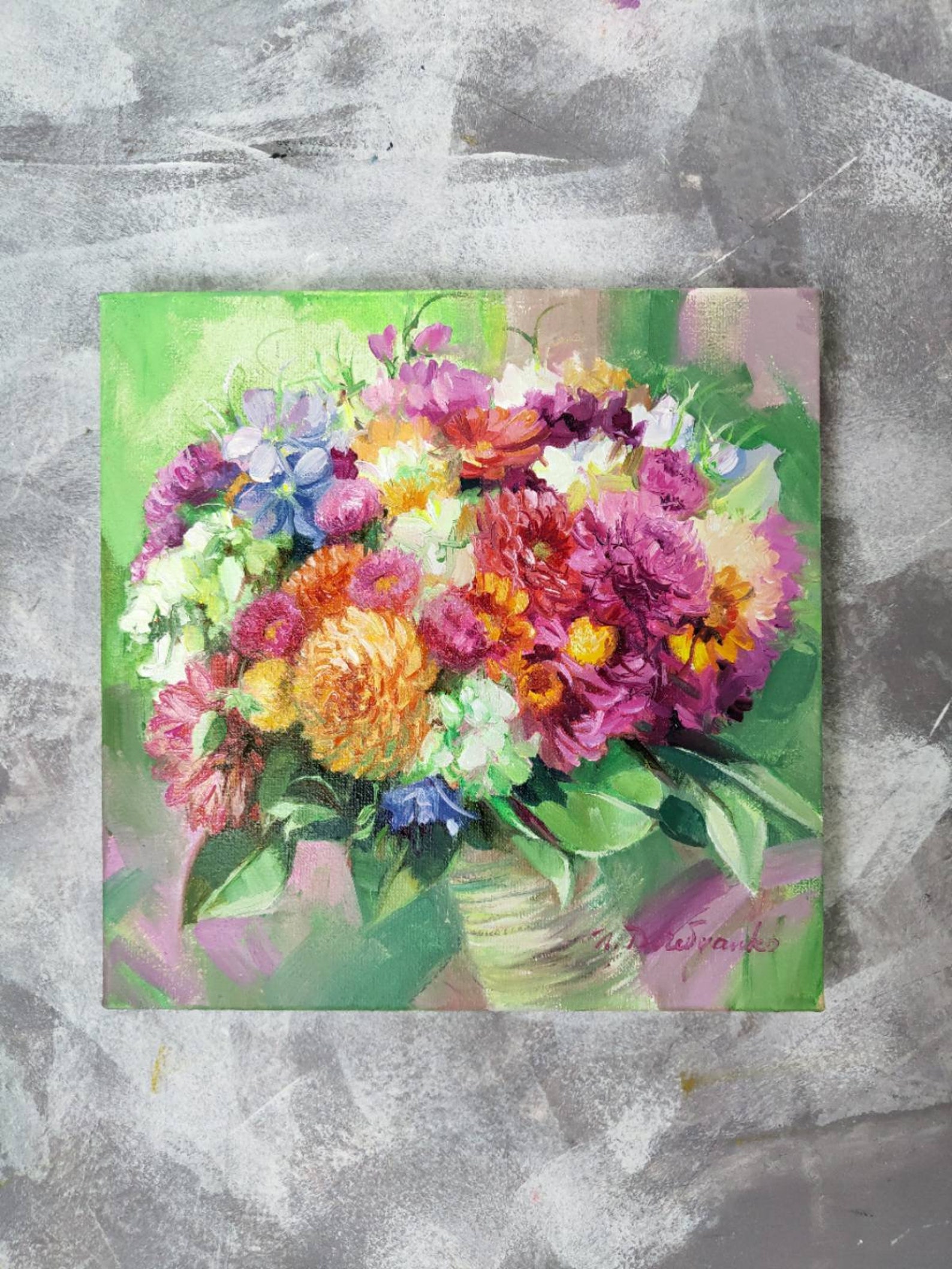 Bridal flowers portrait painting canvas original art Custom | Etsy