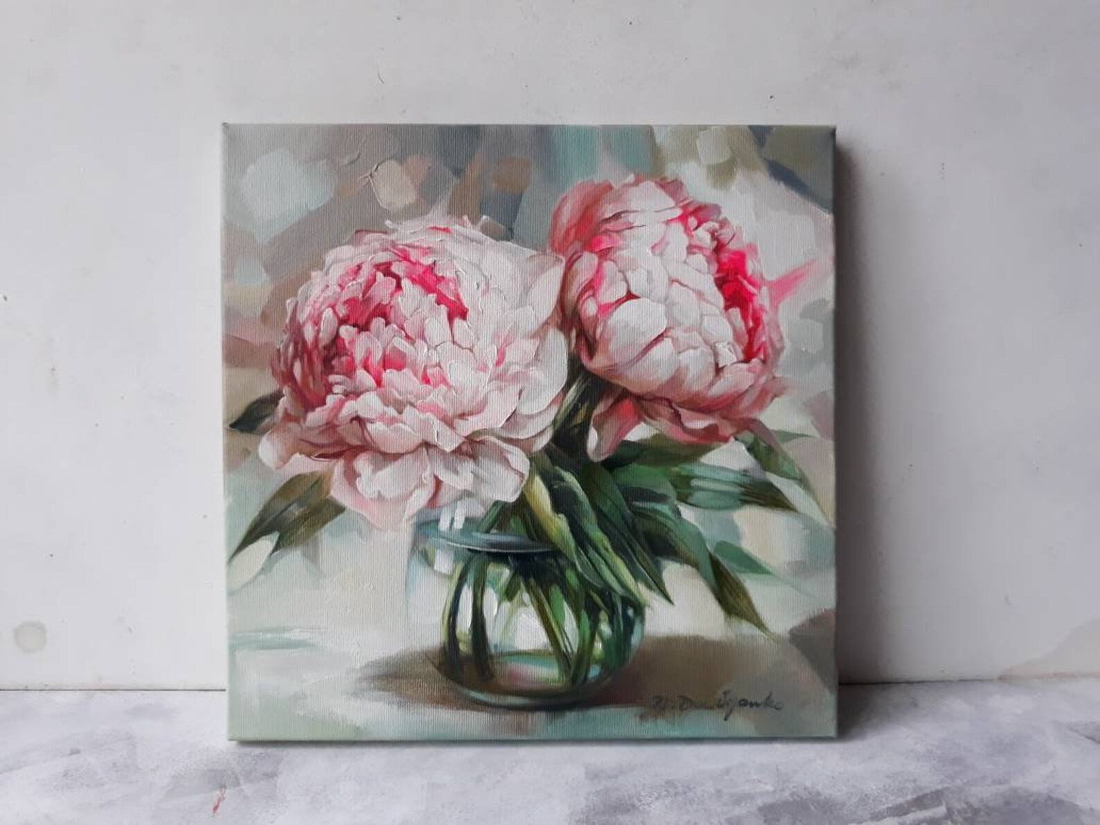 Peony Oil Painting Original Art on Canvas Flowers Oil - Etsy