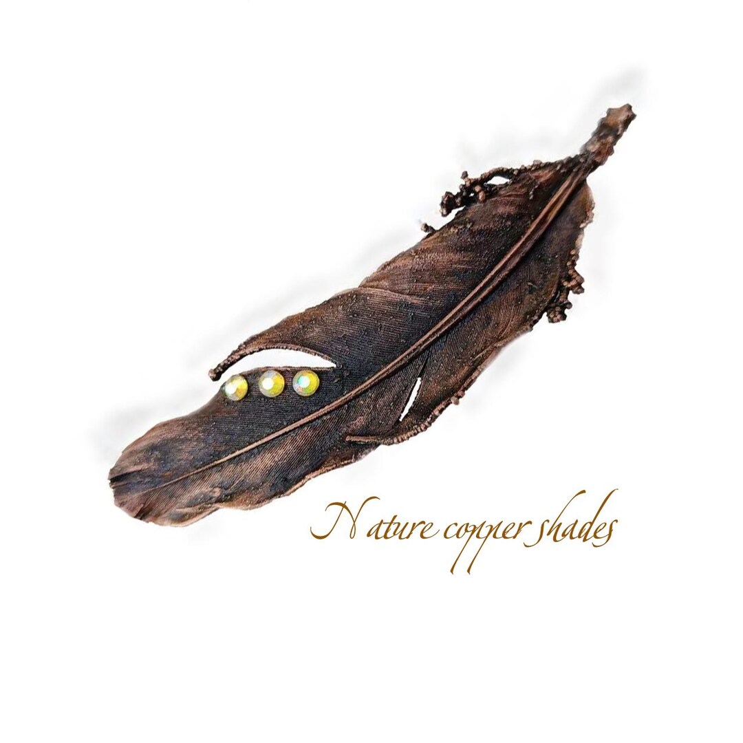 Brooch Copper Pigeon Feather — Unique Boho-style Handmade Jewelry Gift ...