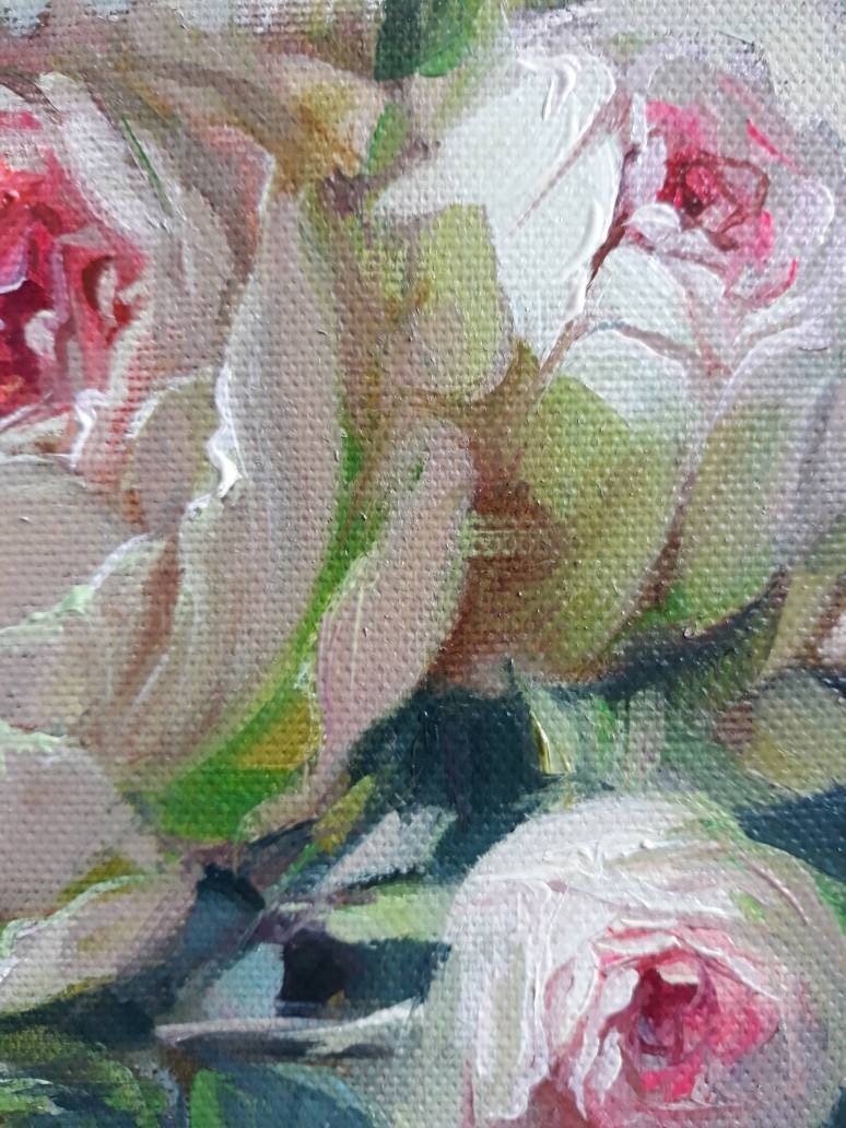 Roses oil painting canvas original Art painting flowers | Etsy