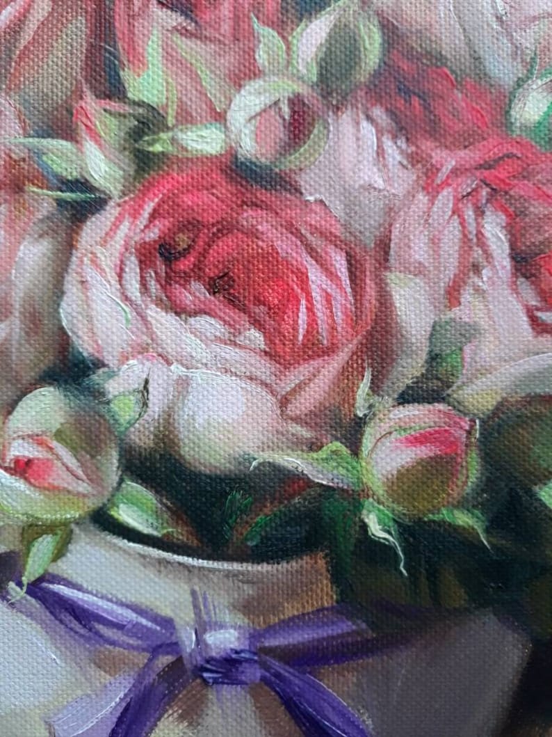 Roses Painting Flowers Original Art, Red Flowers Bouquet Oil Painting ...