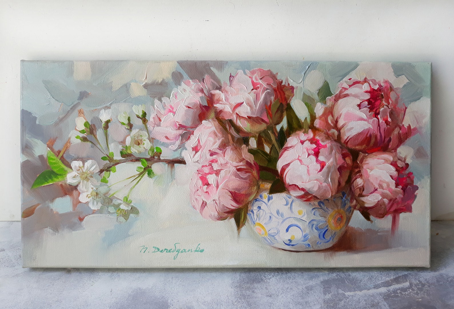 Peonies oil painting canvas original Floral painting Blossom | Etsy