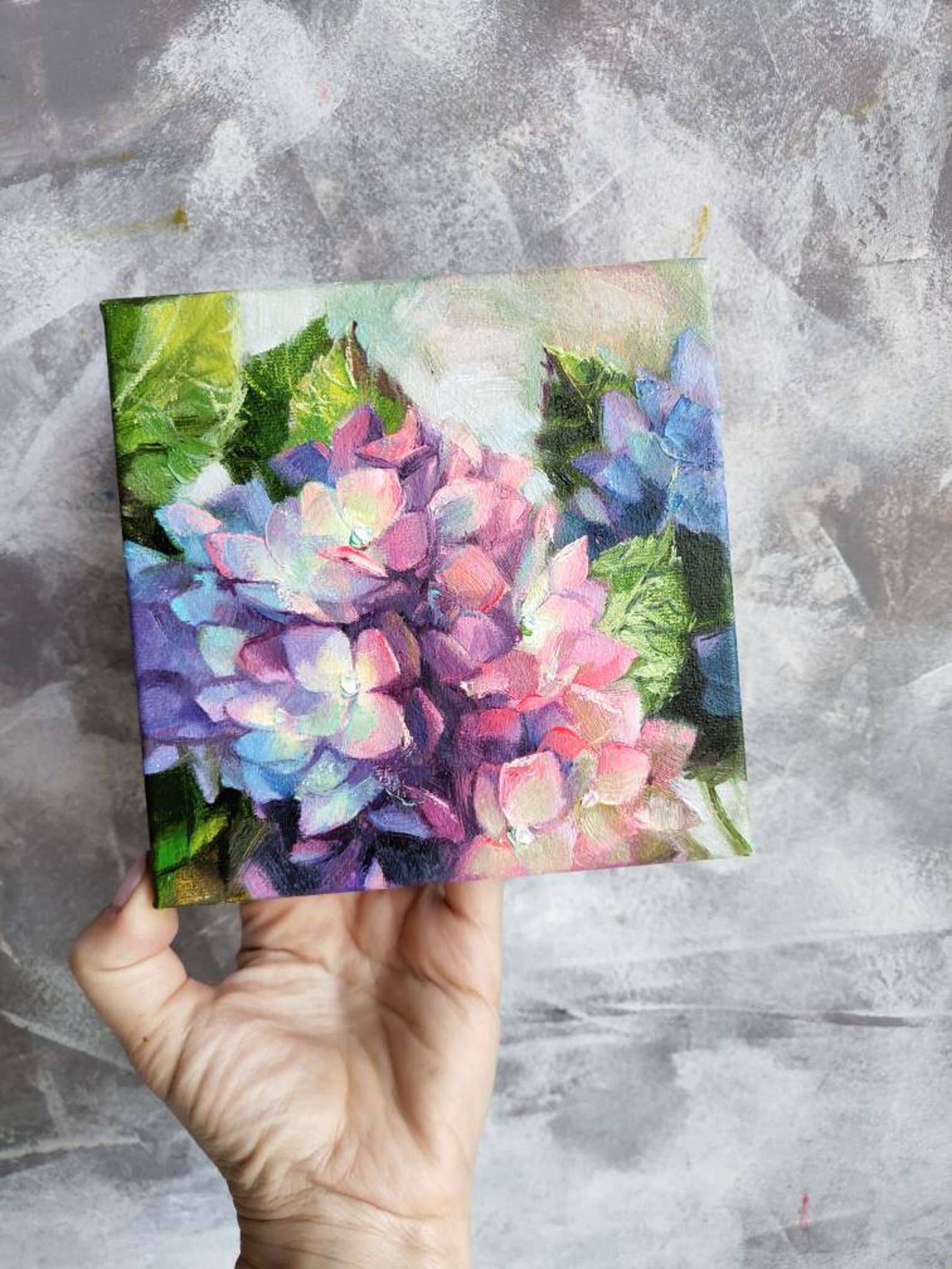 Hydrangea Flowers Painting Original Floral Art Canvas Oil | Etsy